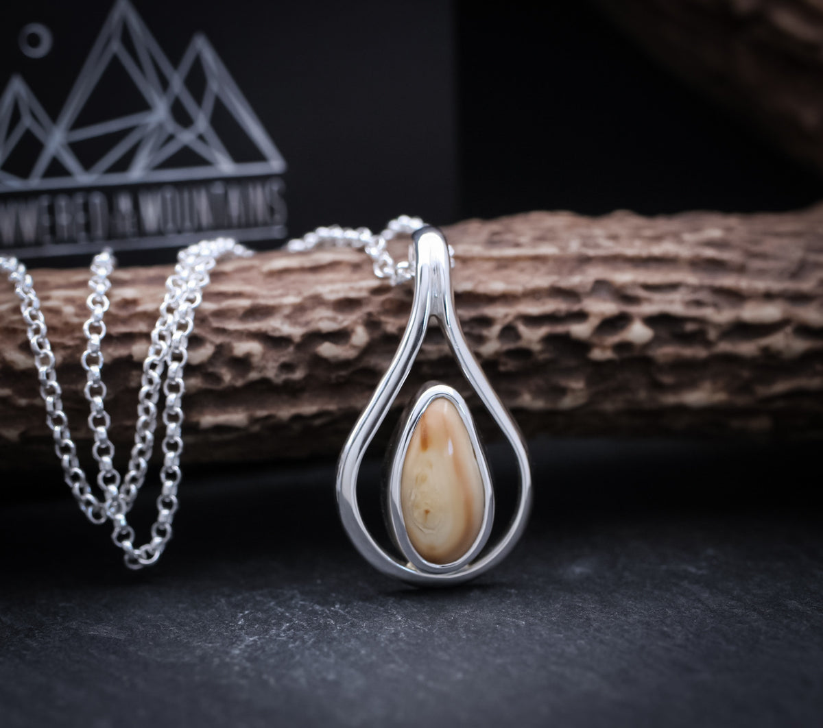 Elk Ivory Tear Drop Necklace – Hammered In The Mountains