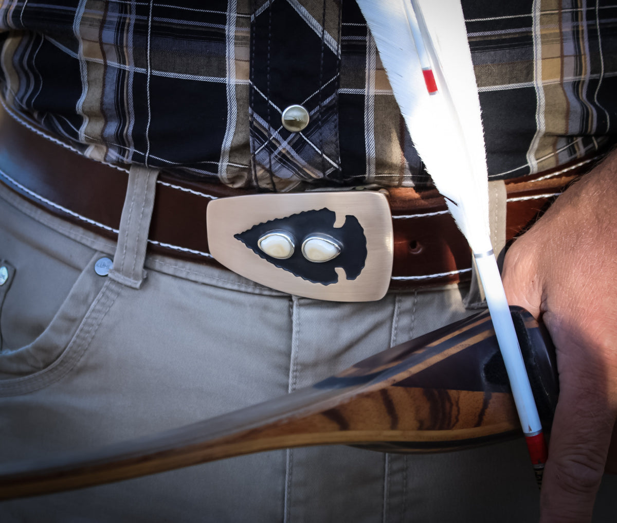 Elk Ivory Belt Buckle • Arrowhead – Hammered In The Mountains